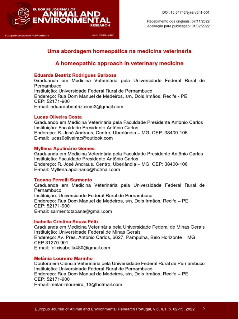 A Homeopathic Approach in Veterinary Medicine | PDF