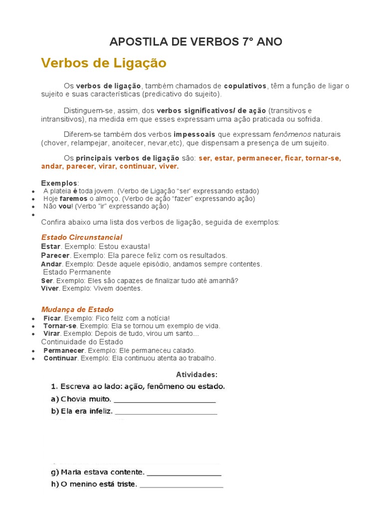 APOSTILA VERBOS 7 ANO (Salvo Automaticamente) | PDF