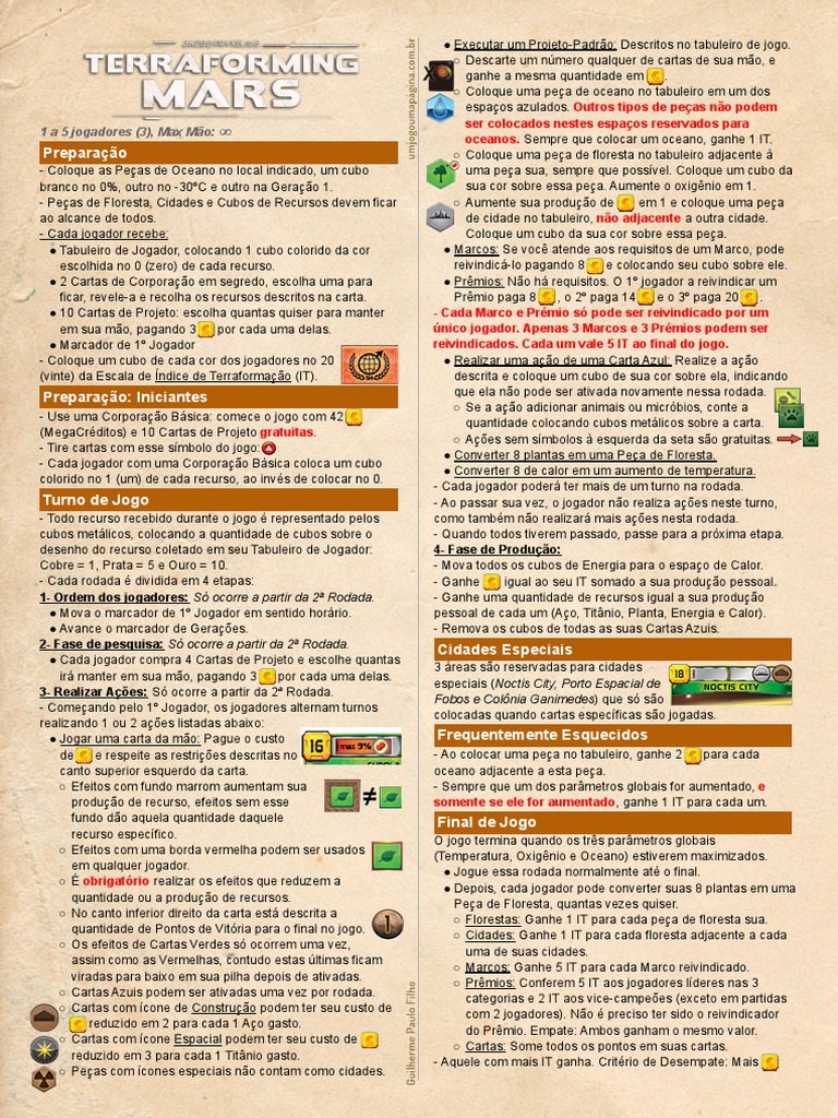 Terraforming Mars Manual Resumindo 200002 | PDF | Calor
