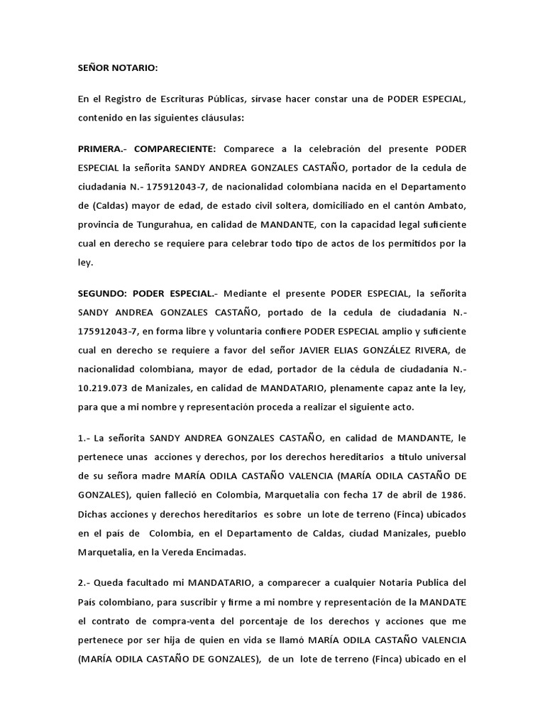 Poder Especial Colombia | PDF