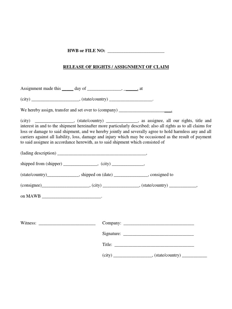 Shipment Rights Assignment Form | PDF