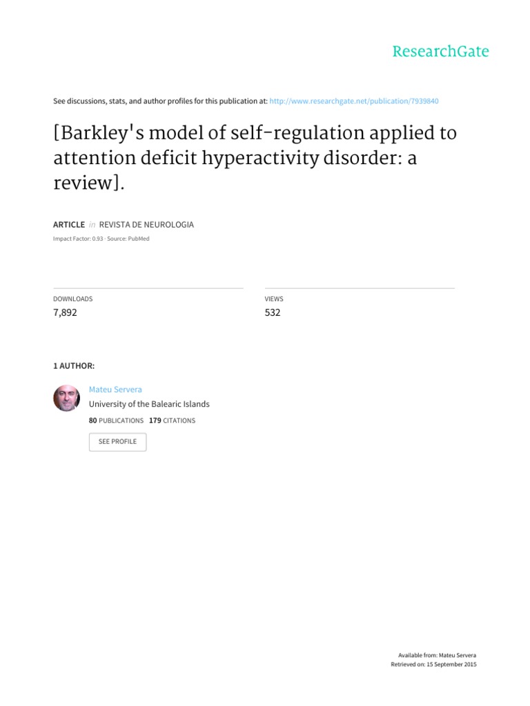 MODELO DE AUTORREGULACION DE Barkley Aplicado Al Trastorno Por Deficit ...