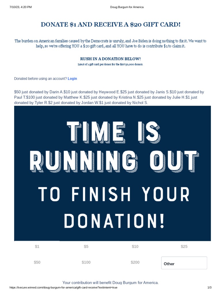 Burgum Gift Cards | PDF | Donation | Tax Deduction