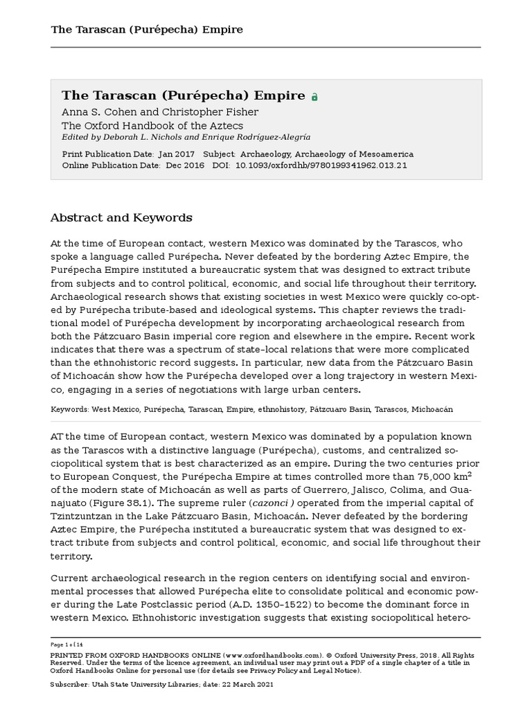 The Tarascan (Purépecha) Empire | PDF