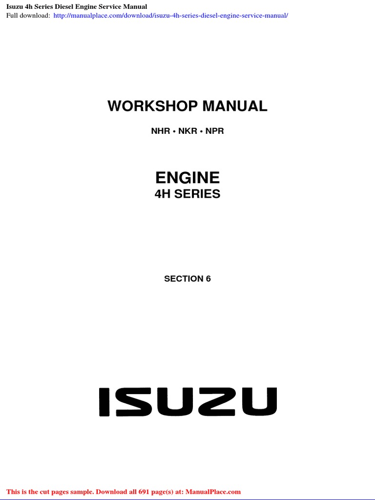Isuzu 4h Series Diesel Engine Service Manual | PDF | Engines | Transport