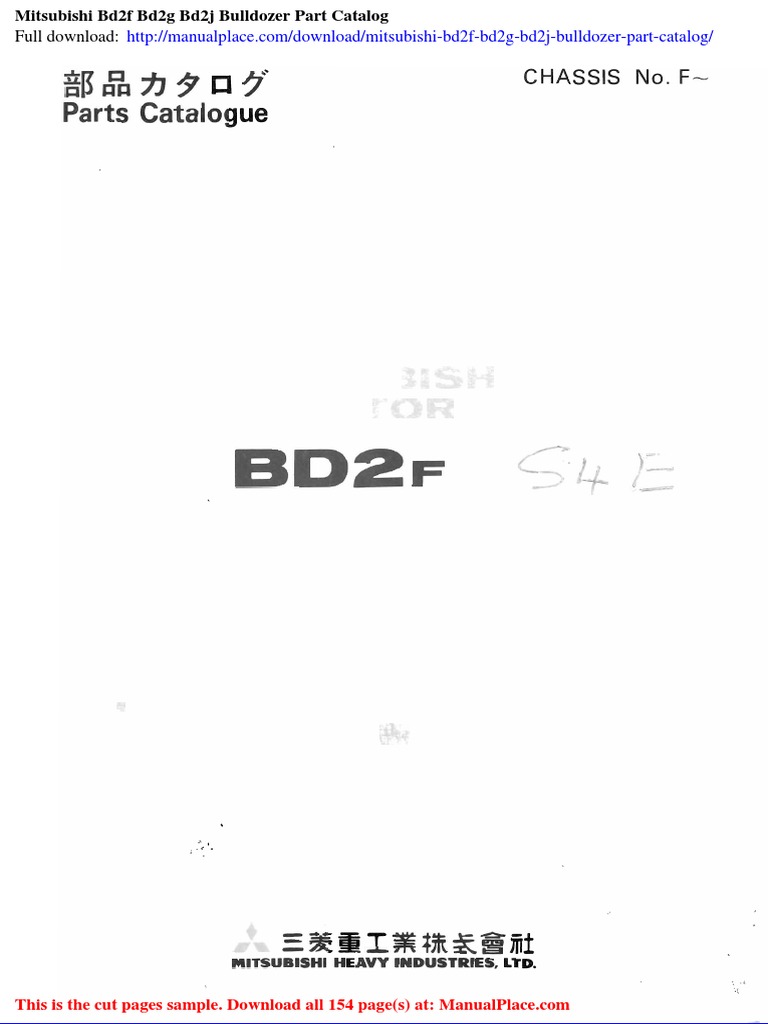 Mitsubishi Bd2f Bd2g Bd2j Bulldozer Part Catalog | PDF | Wheeled ...