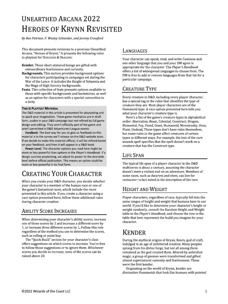 Heroes of Krynn Revisited | PDF