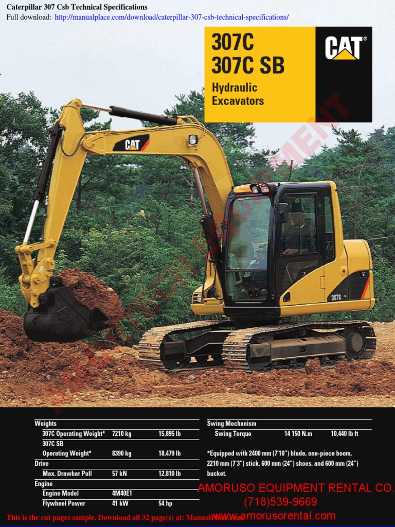 Caterpillar 307 CSB Technical Specifications | PDF | Engines | Transport