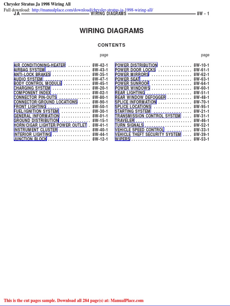 Chrysler Stratus Ja 1998 Wiring All | PDF | Electrical Connector ...