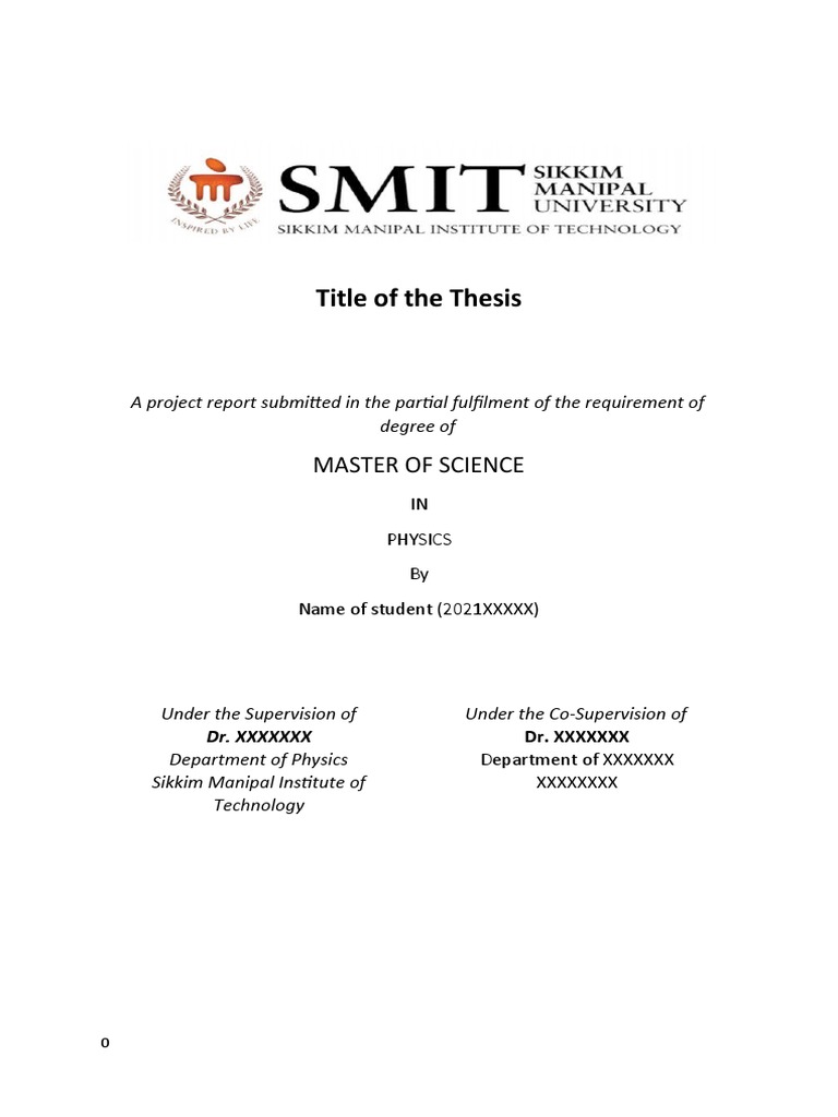 Synopsis Format MSC 1st Year Project | Download Free PDF | Thesis | Master Of Science