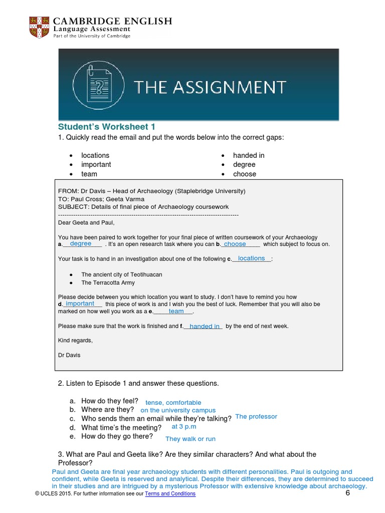 Archaeology Coursework Student Worksheet | PDF