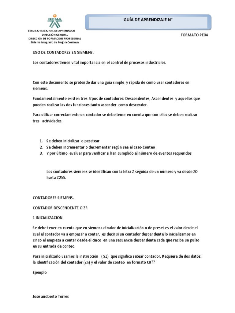 Uso de Contadores en Step 7 | PDF | Ingeniería de software ...