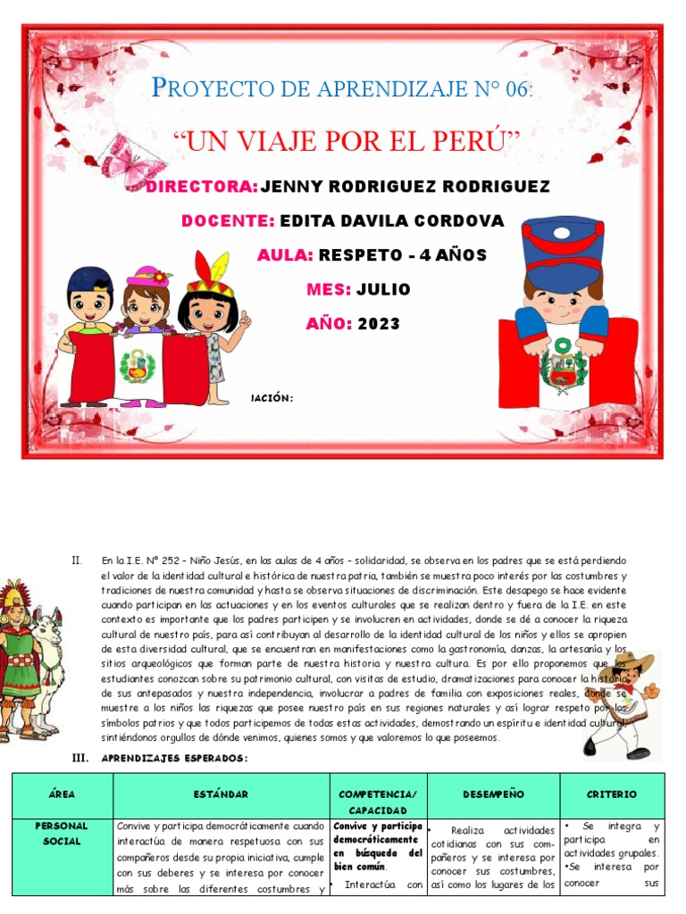 Proyecto #06 Un Viaje Por El Peru-2 | PDF | Aprendizaje | Perú