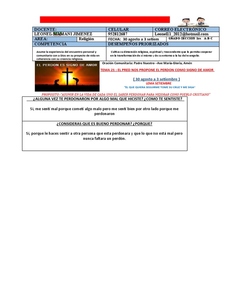 21 EL PRED Promueve El Perdon Como Signo Del Amor NHGP 1 | PDF | Perdón ...
