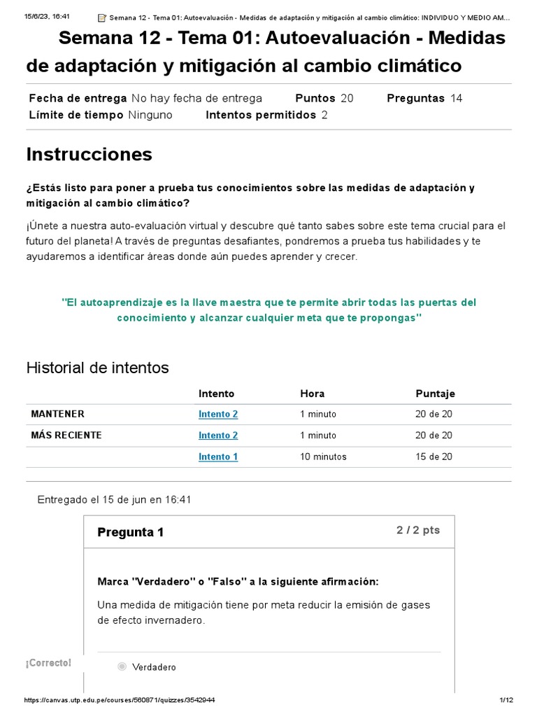 ? Semana 12 - Tema 01 - Autoevaluación - Medidas de Adaptación y Mitigación Al Cambio Climático ...