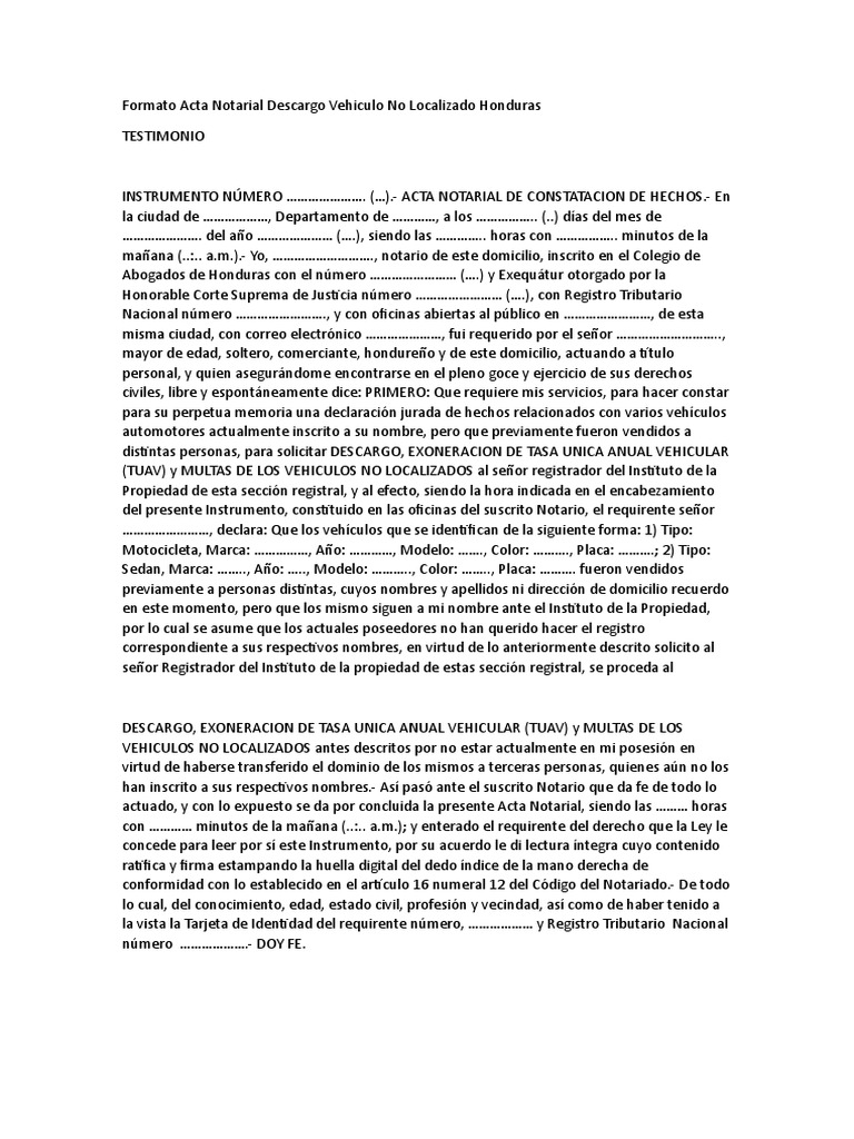 Formato Acta Notarial | PDF