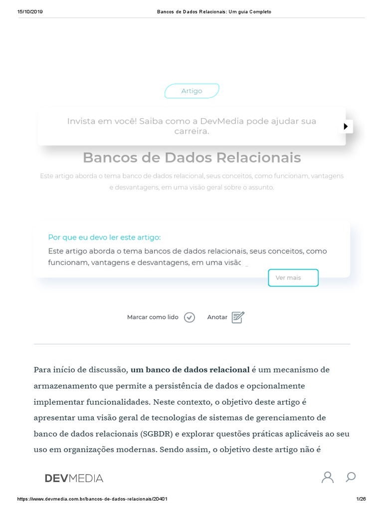 Bancos de Dados Relacionais - Um Guia Completo | PDF Bancos de Dados Relacionais - Um Guia Completo | PDF