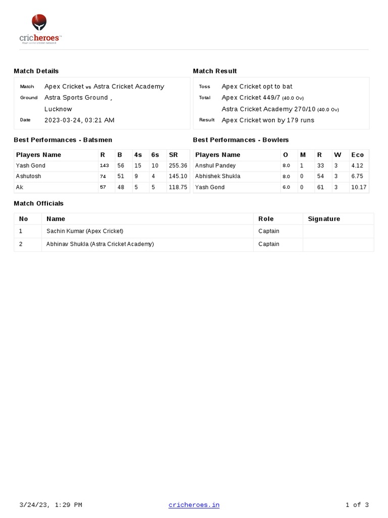 Summary Scorecard 6206476 | PDF