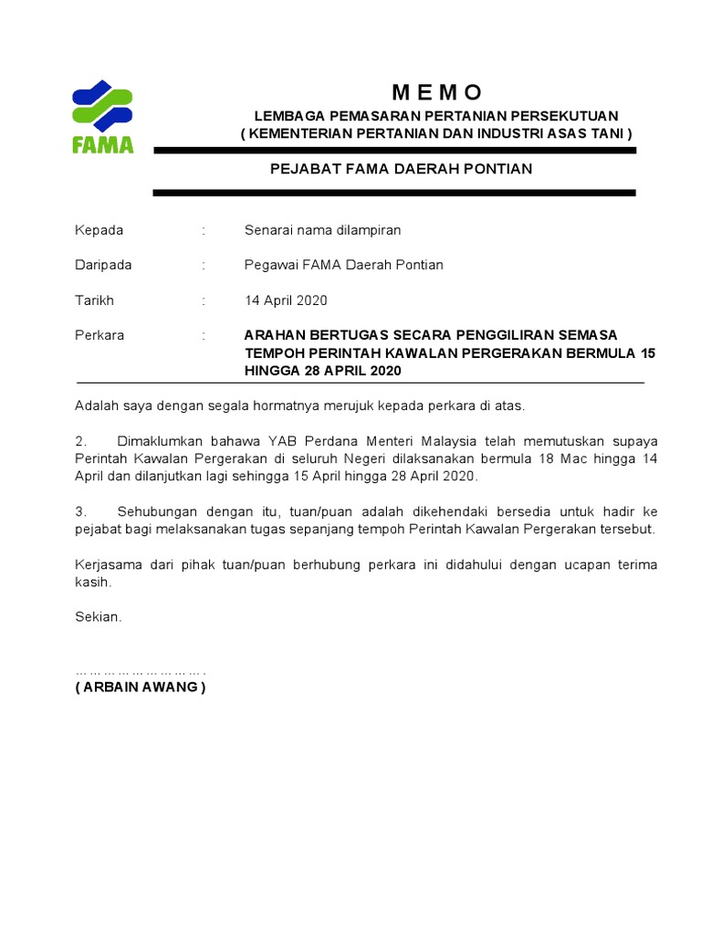 MEMO Tuntutan Bayaran Balik Mfa | PDF