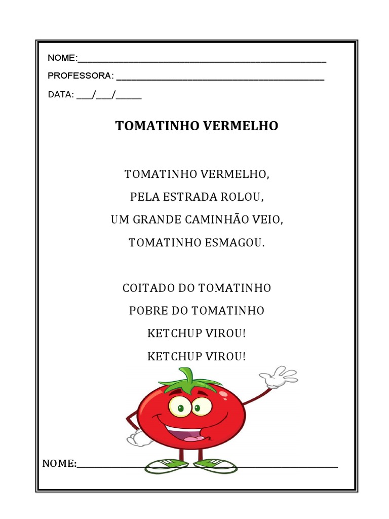 Aividades Tomatinho Educação Infantil | PDF