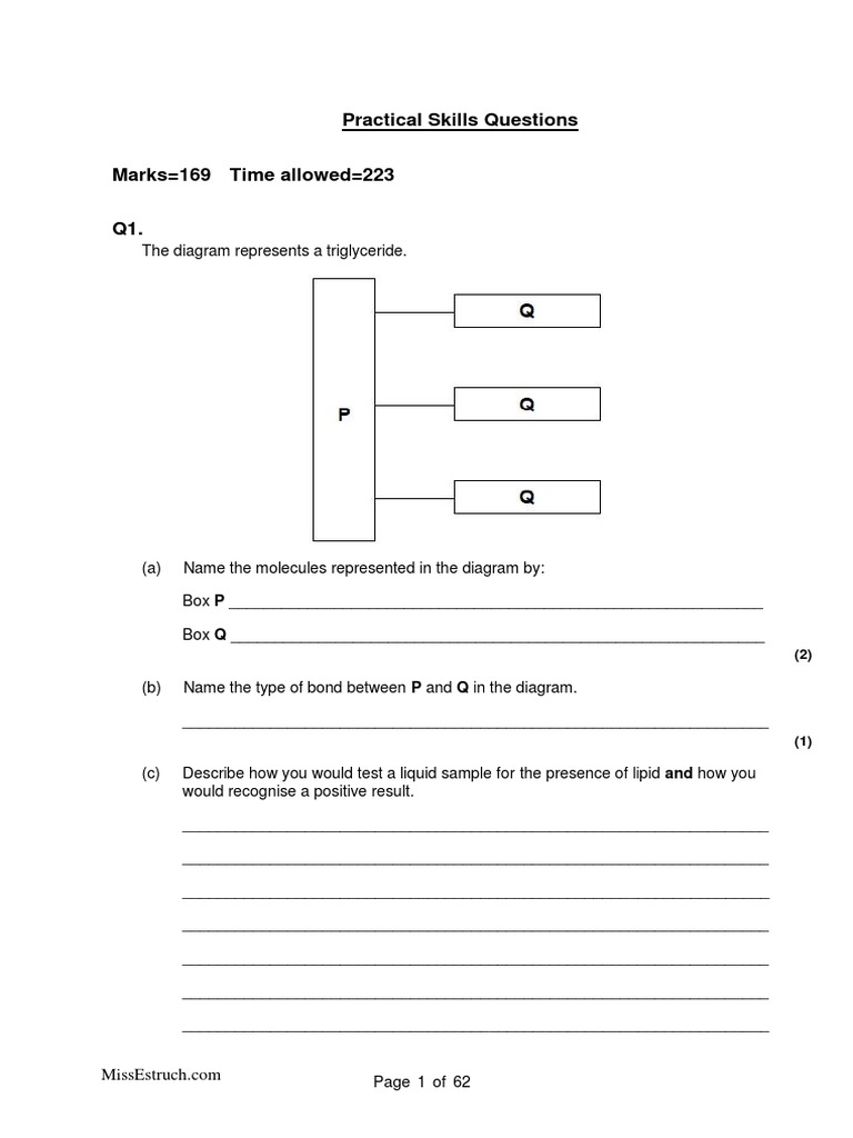 Practical Skills Questions | PDF | Mitosis | Biology