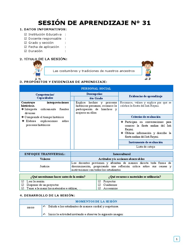 Sesiones de Aprendizaje - EDA IV Semana 4 | PDF | Evaluación | Aprendizaje