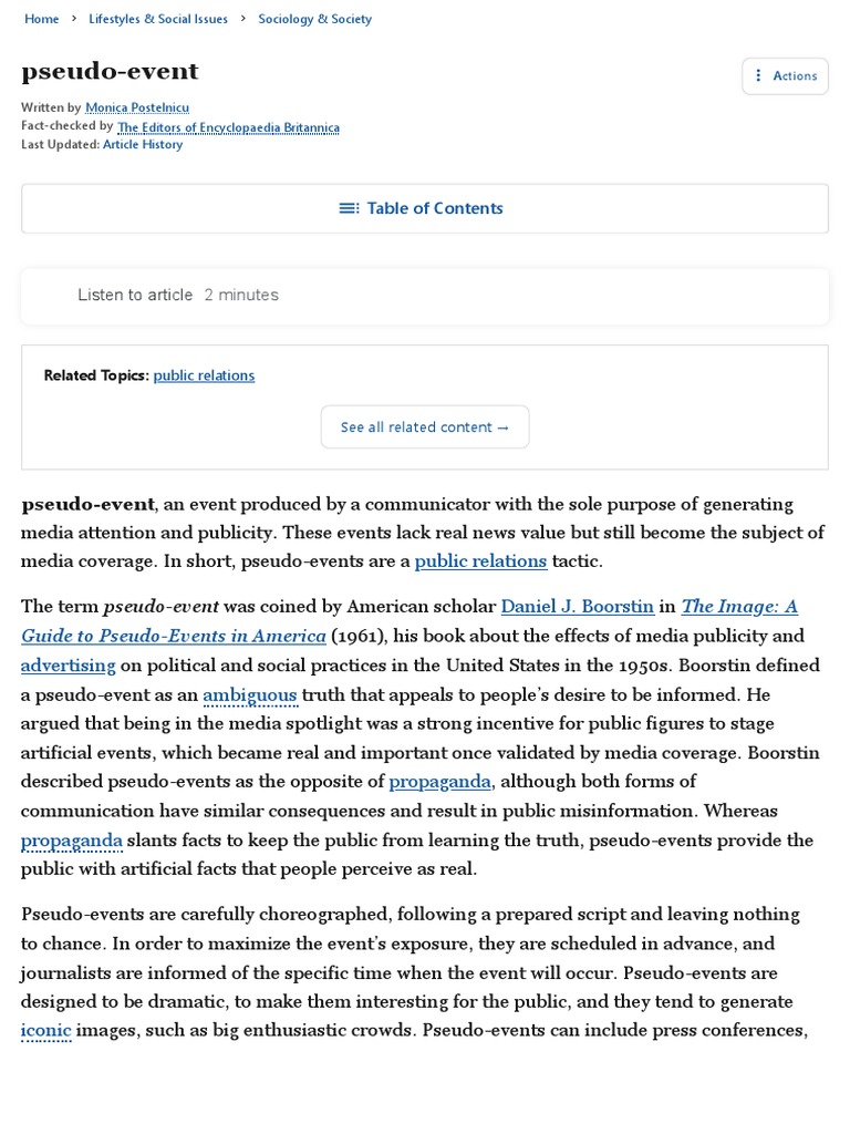 Pseudo-Event - Britannica | PDF | Social Structure | Sociology