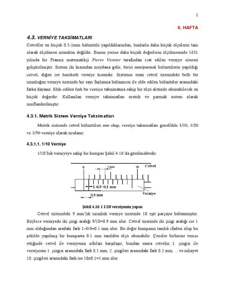 6. H_öt Verni̇ye, Kumpas, Mi̇krometre | PDF