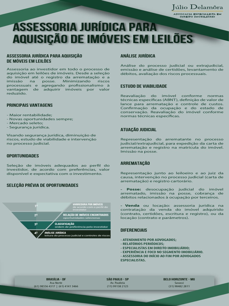 Assessoria Juridica Leilões de Imóveis - Folder Digital - Júlio Delamôra Advocacia | PDF