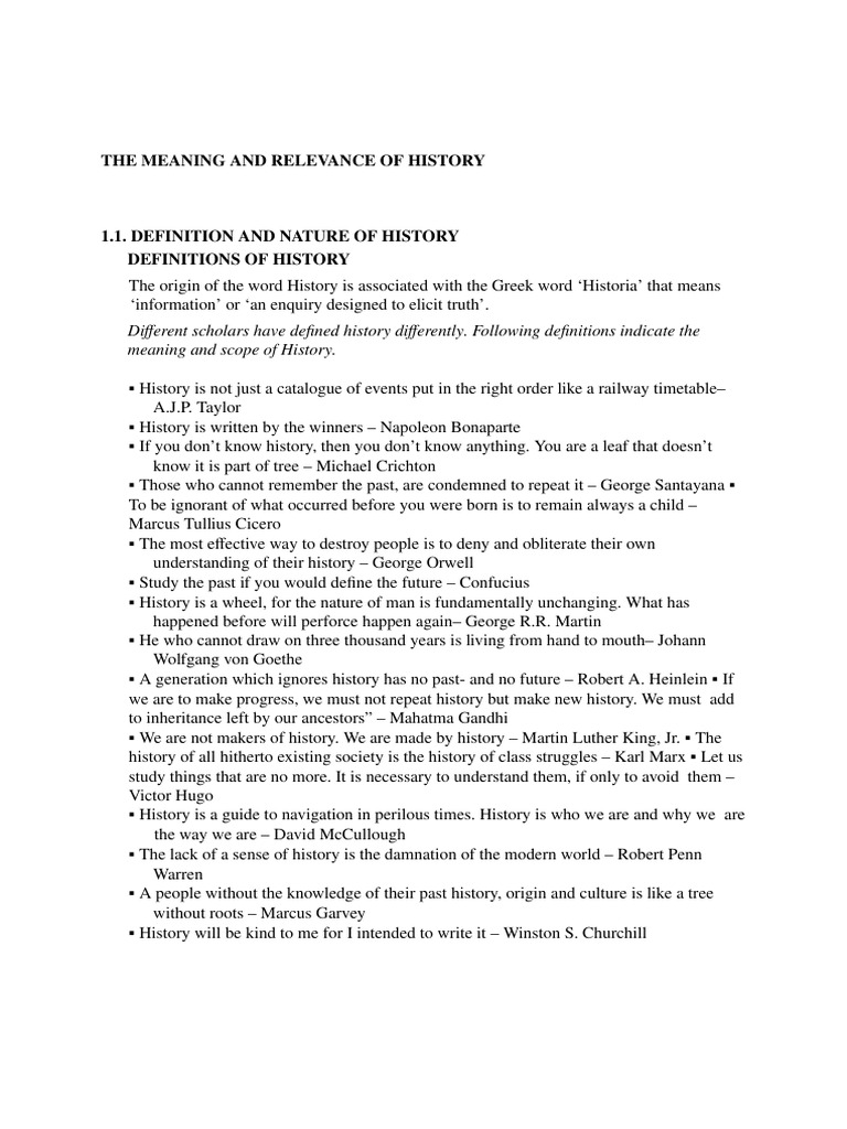 The Meaning and Relevance of History | PDF