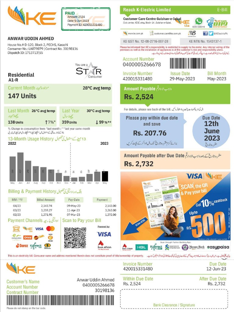 K Electric Bill Pakistan | PDF