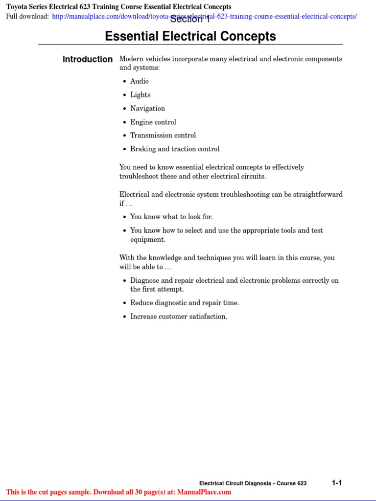 Toyota Electrical Diagnosis Course 623 | PDF | Science & Mathematics ...