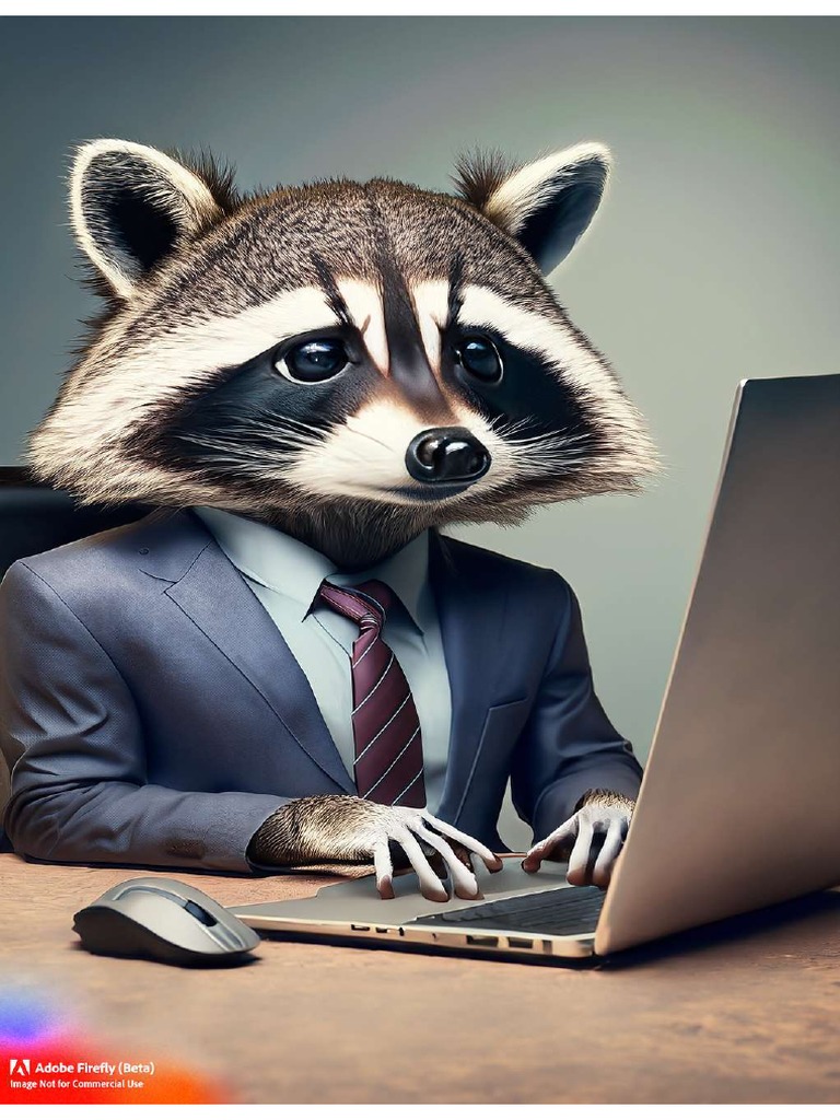 Firefly Stressed Humanoid Raccoon Wearing A Suit and Working On A ...