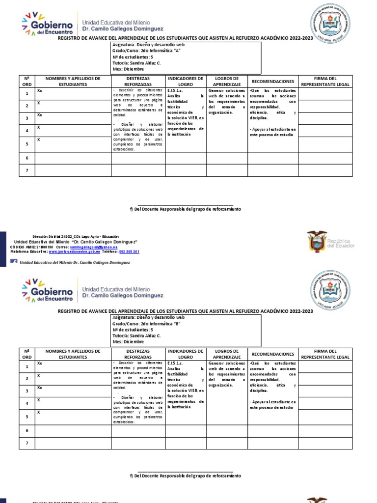 6 - Registro de Avance Del Aprendizaje de Los Estudiantes Que Asisten ...