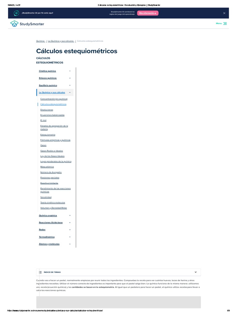 Cálculos Estequiométricos - Resolución y Ejemplos - StudySmarter | PDF | Estequiometría | Mole ...