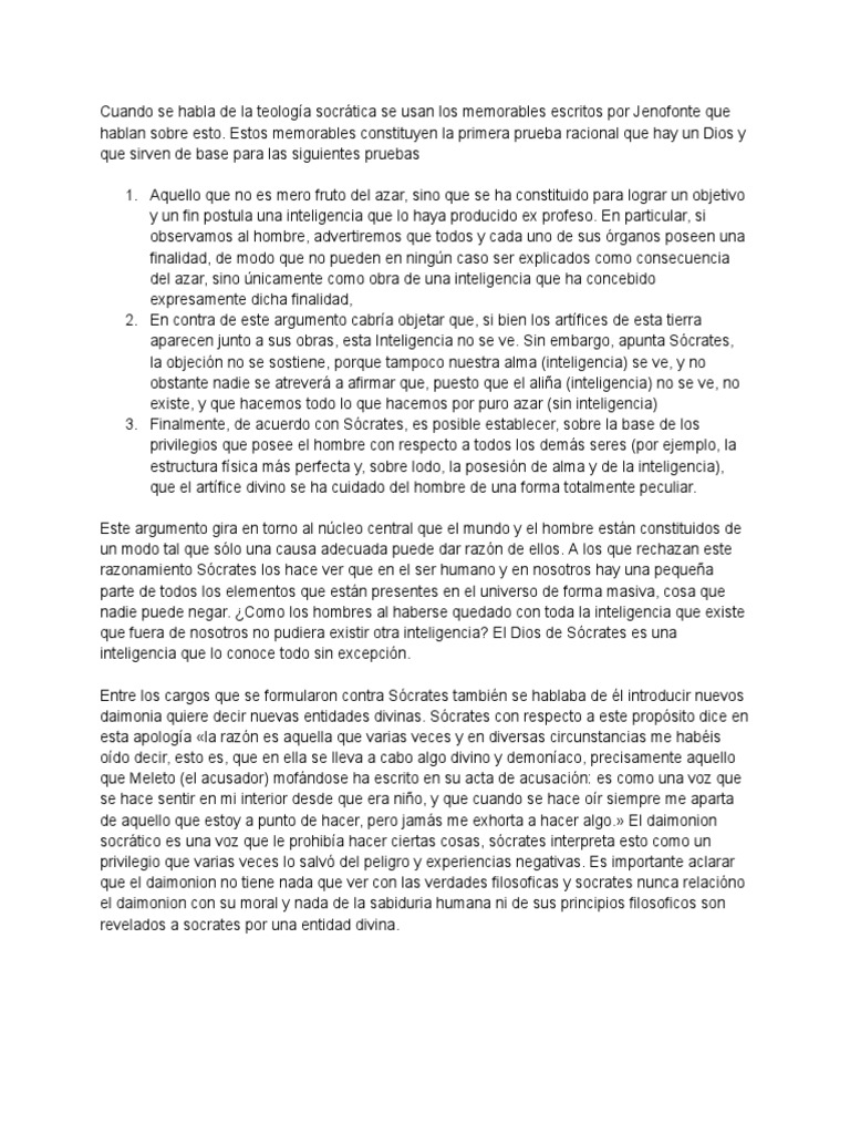 La Teología Socrática y el Daimonion | PDF | Sócrates | Inteligencia