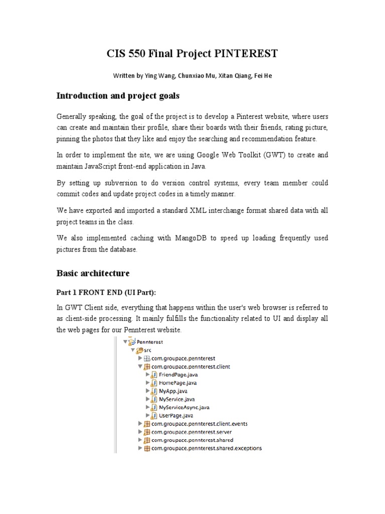 Cis 550 Final Project Pinterest | PDF