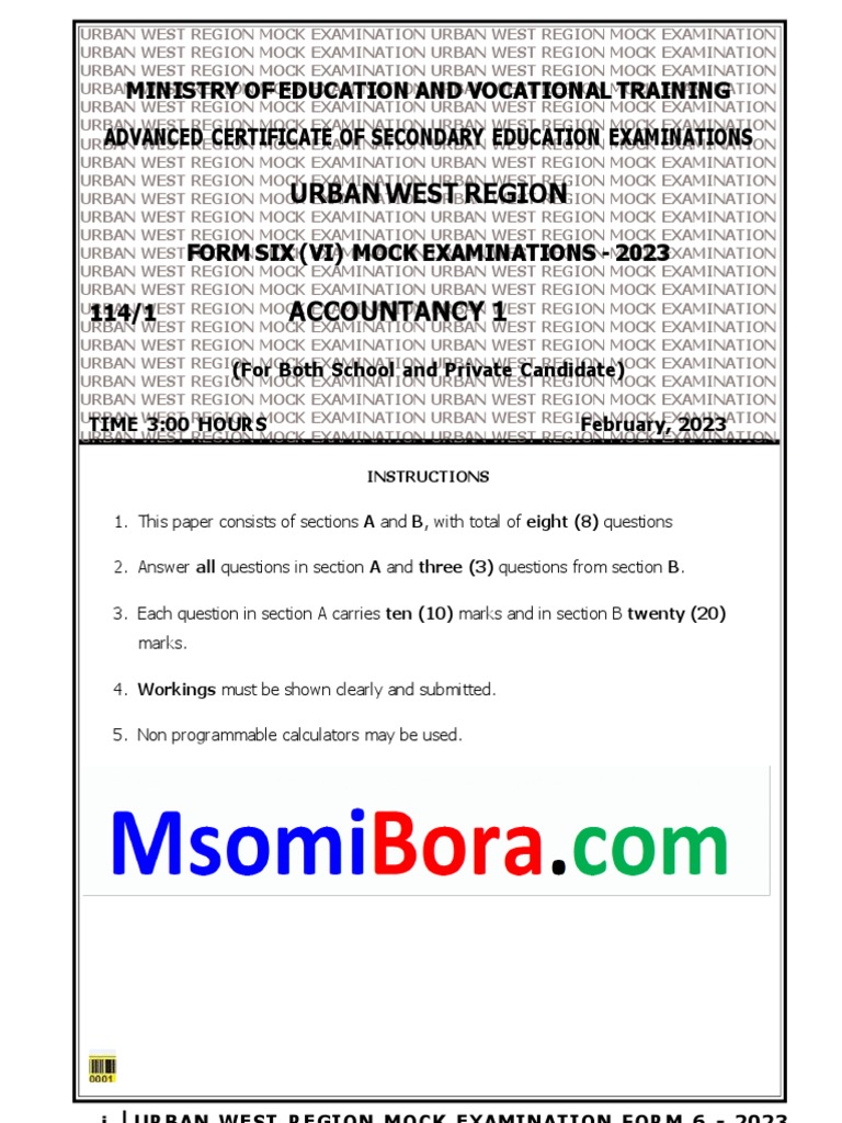 Zanzibar (Urban West) Mock F6 2023_MsomiBora.com | PDF