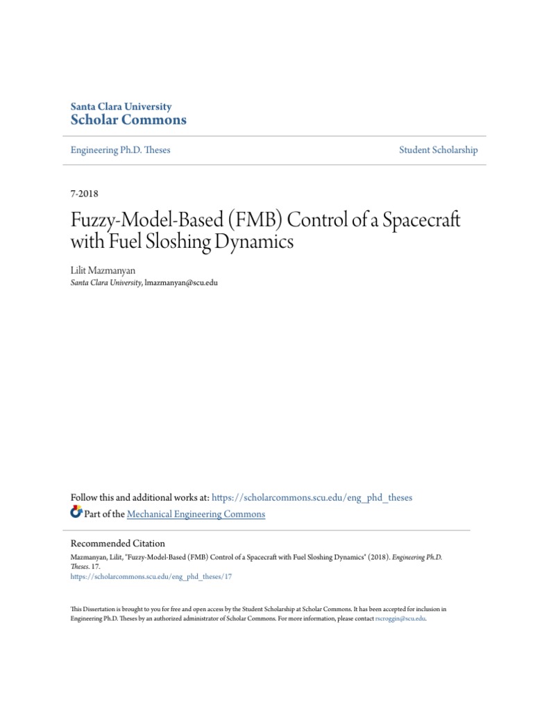 Fuzzy Model Based Fmb Control Of A Spacecraft With Fuel Sloshin Pdf