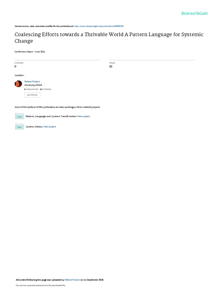 A Pattern Language For Systemic Change | Download Free PDF | Governance ...