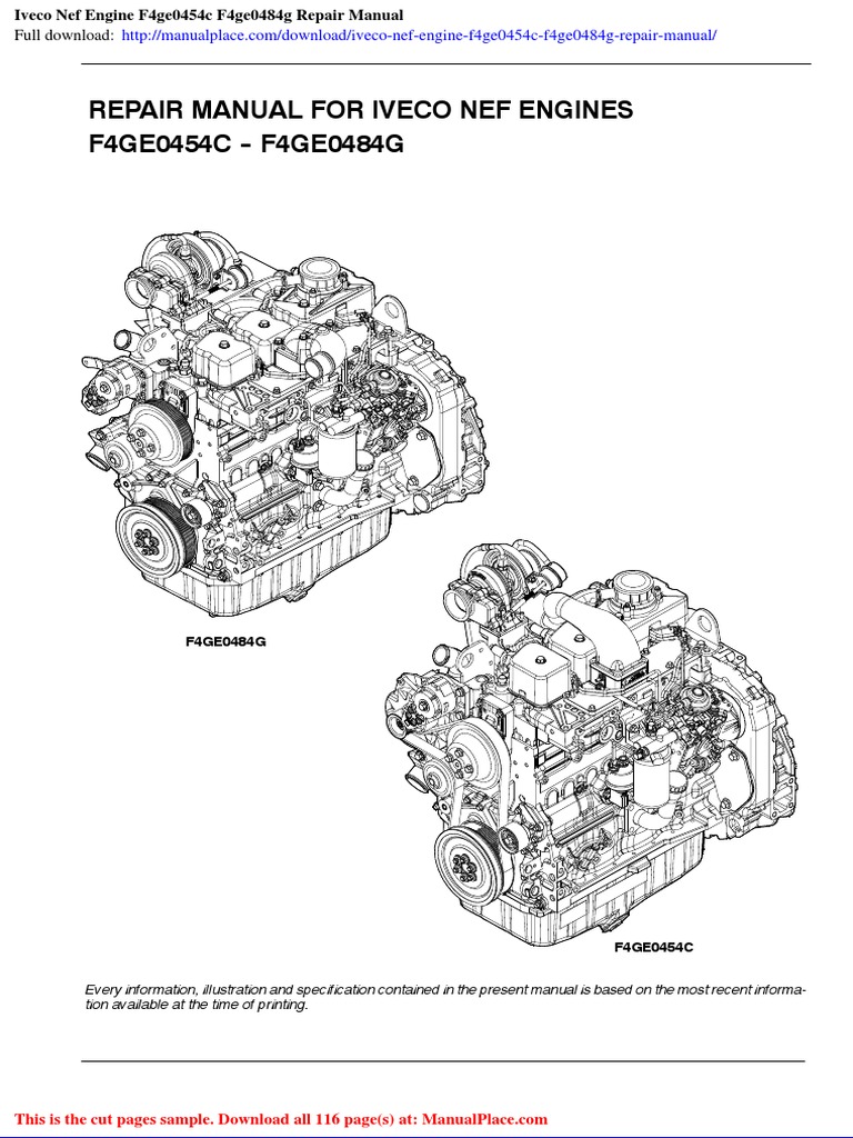 Iveco Nef Engine F4ge0454c F4ge0484g Repair Manual | PDF | Engines ...