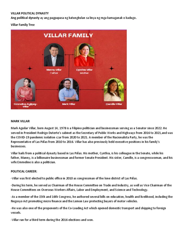 Villar Political Dynasty Overview | PDF