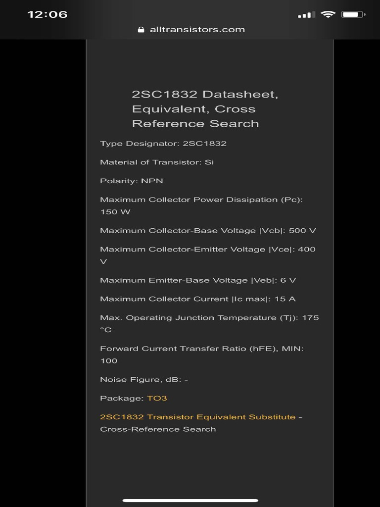 2SC1832 MJ10005 MJ10009 Ec167d Nte98 | PDF