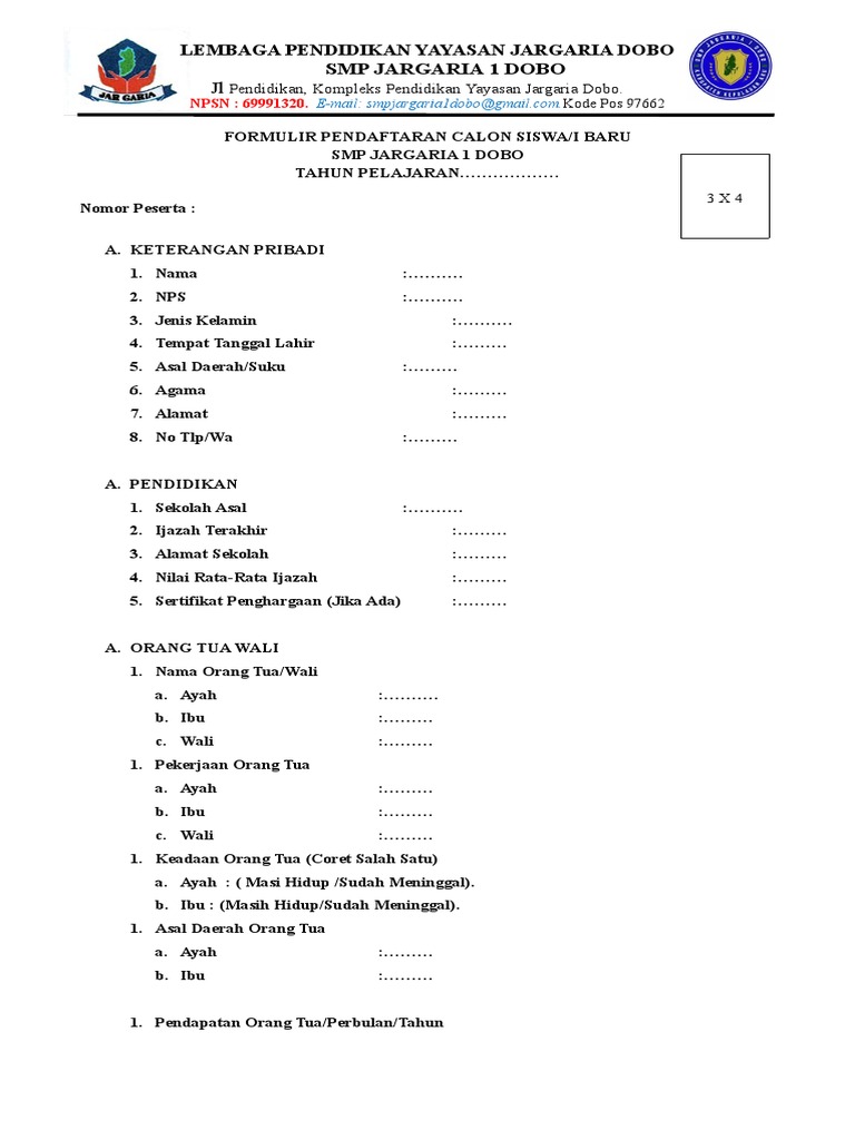Formulir PPDB SMP | PDF