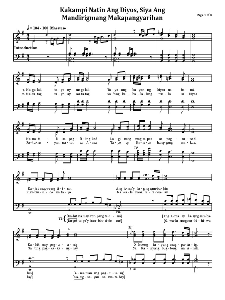 Kakampi Natin Ang Diyos, Siya Ang Mandirigmang Makapangyarihan (Chorale ...