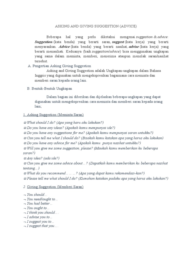 Asking and Giving Suggestion | PDF