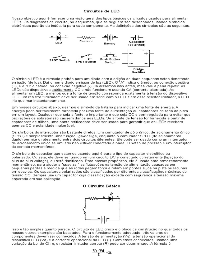 Circuitos Com LED | PDF | Diodo emissor de luz | Rede elétrica