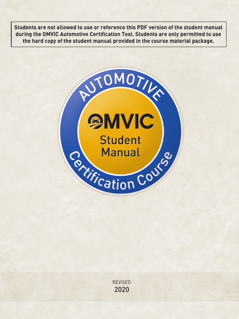 OMVIC Automotive Certification Course Student Manual Revised Oct 2020 ...