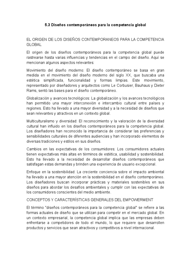5.3 Diseños contemporáneos para la competencia global | PDF | Diseño ...