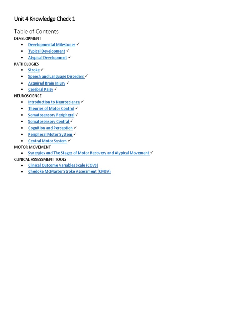 Unit 4 Knowledge Check 1 | PDF | Anatomical Terms Of Motion | Stroke